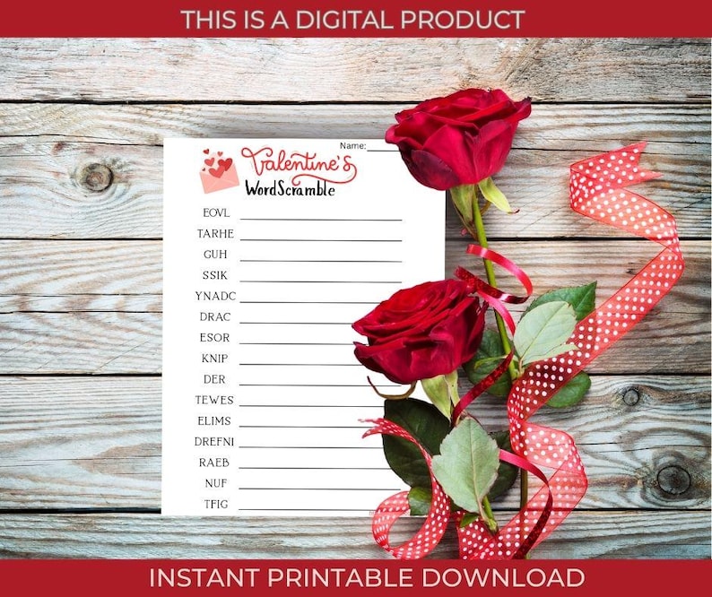 Valentine’s Day Printable Games for Kids, Word Search and Word Scramble ...