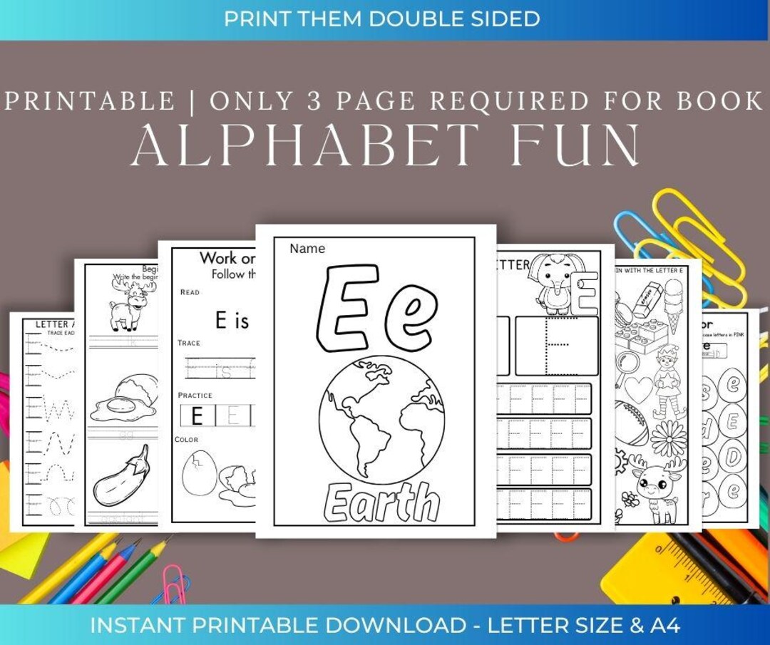 Letter E Phonics Booklet, Printable Alphabet Worksheets (PDF Download ...