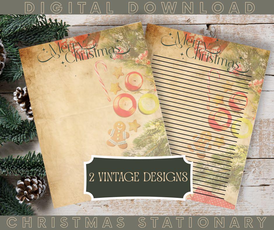 Vintage Christmas Stationery, Printable Holiday Letter Paper (PDF) - Etsy