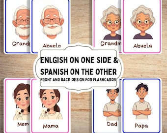 La Familia Spanish English Flashcards Printable, Family Vocabulary ...