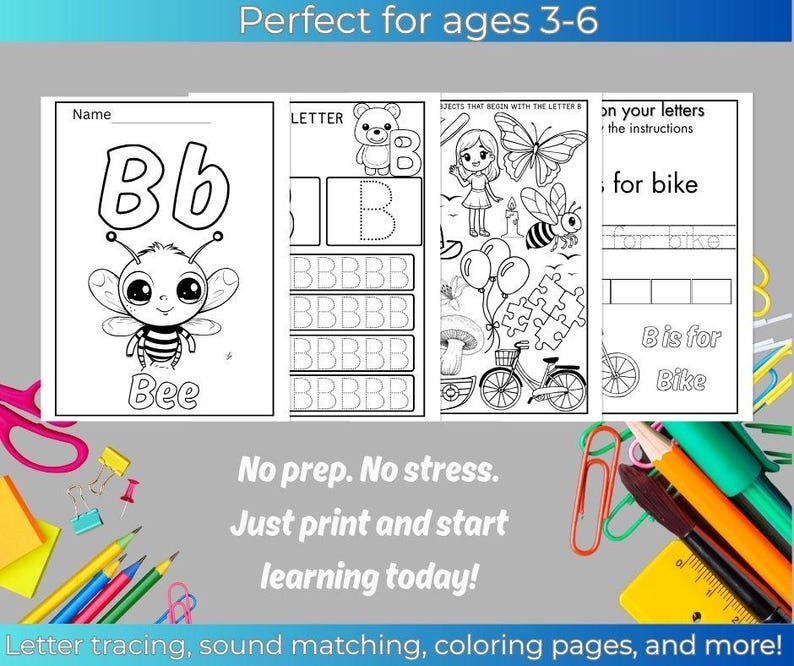 Letter B Phonics Booklet, Printable Foldable A-Z Worksheets for ...