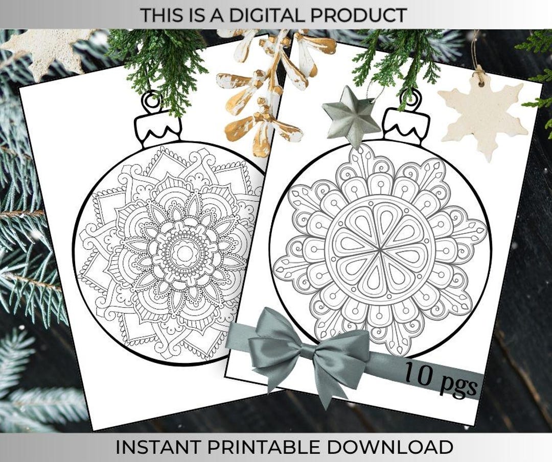 Mandala Christmas Ornaments Coloring Pages, Christmas Coloring Book ...