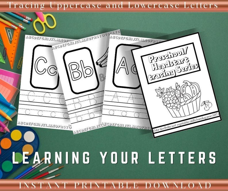 Alphabet Tracing Worksheets: Fruits & Veggies Letter Practice (PDF) - Etsy