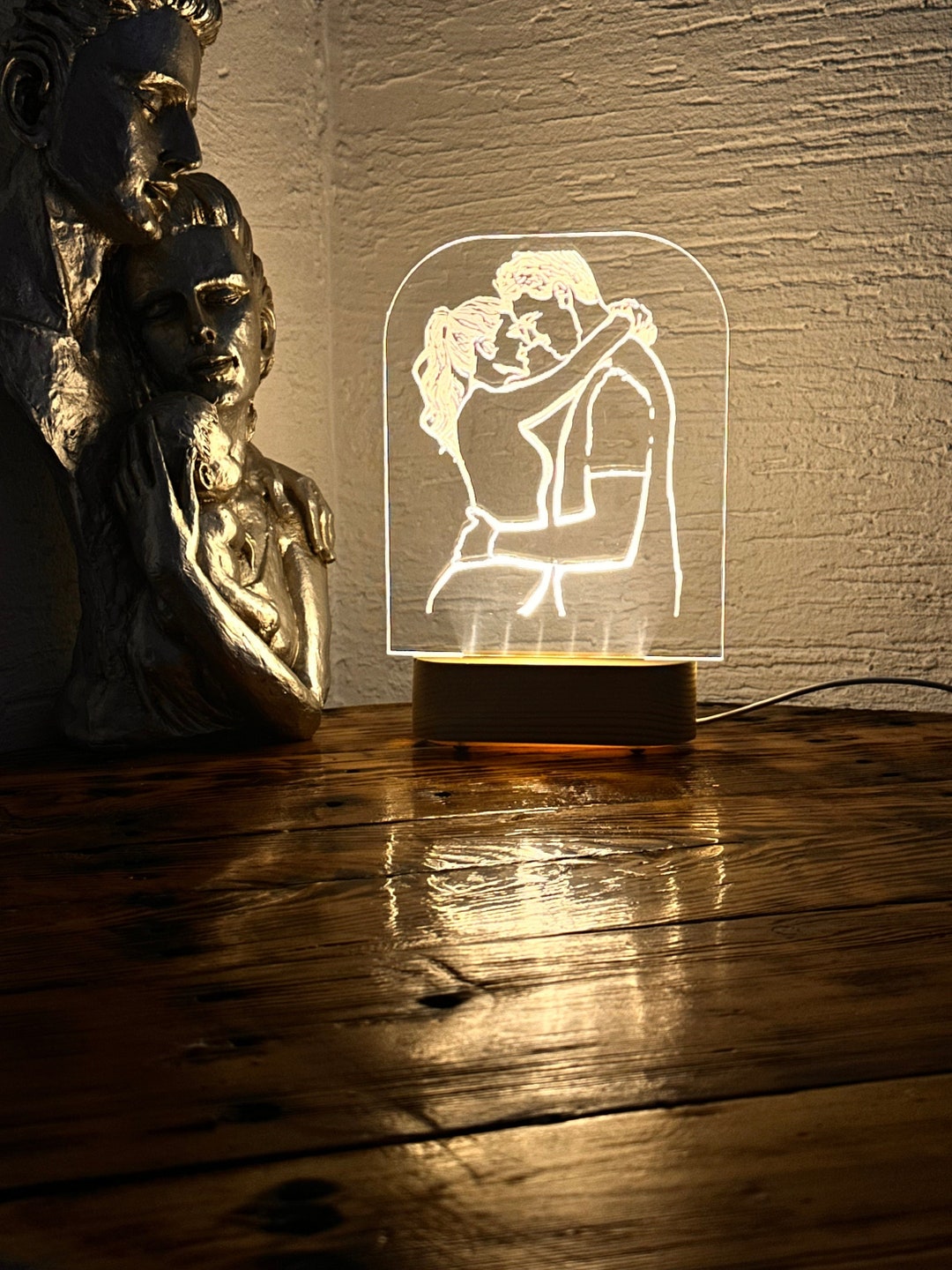 Unique Customized 3D Photo Lamp Engraved Plexi Light for Couples ...