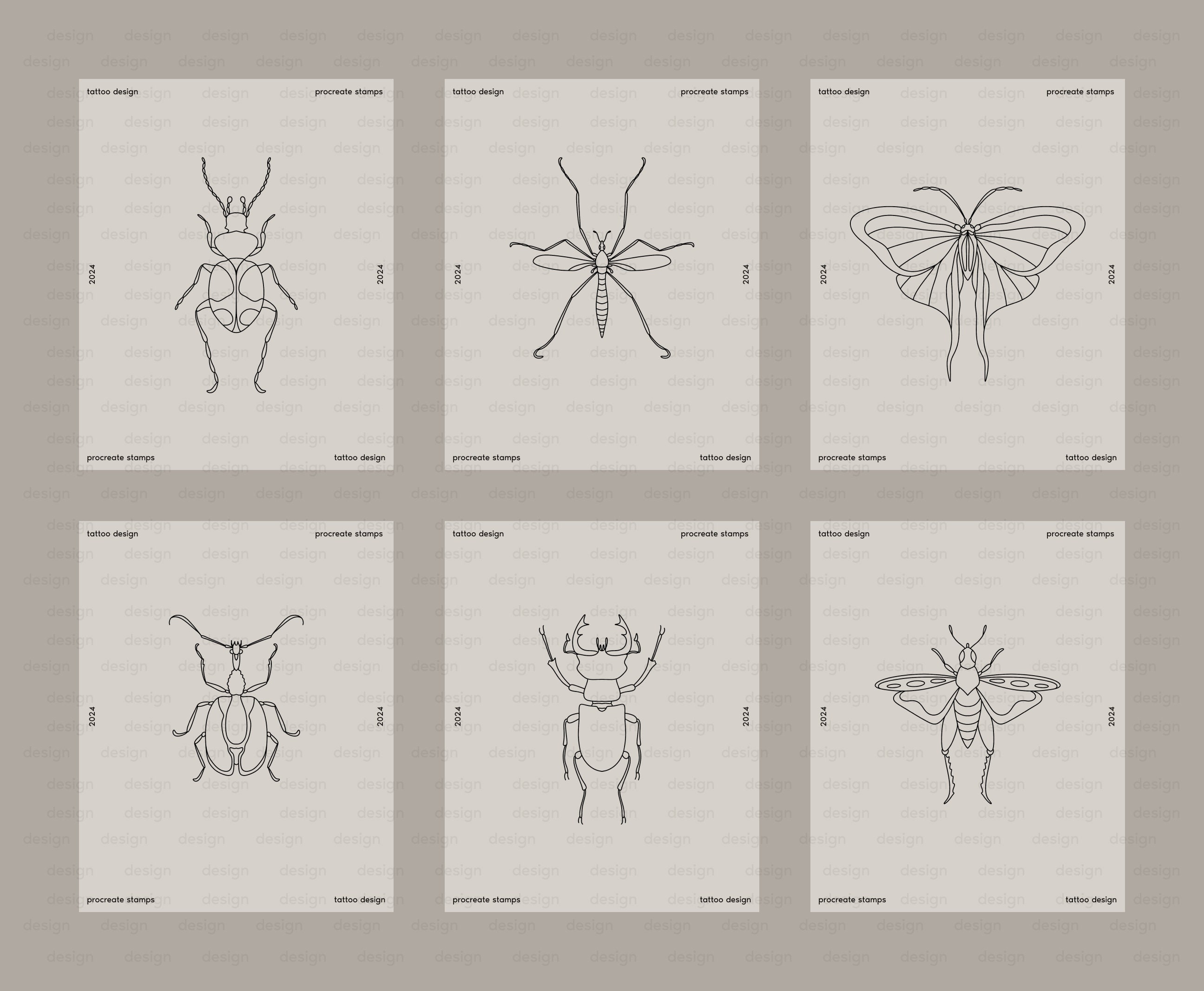 Procreate Brush Set | 40 Insect Stamp Brushes for Procreate, Linear Art ...