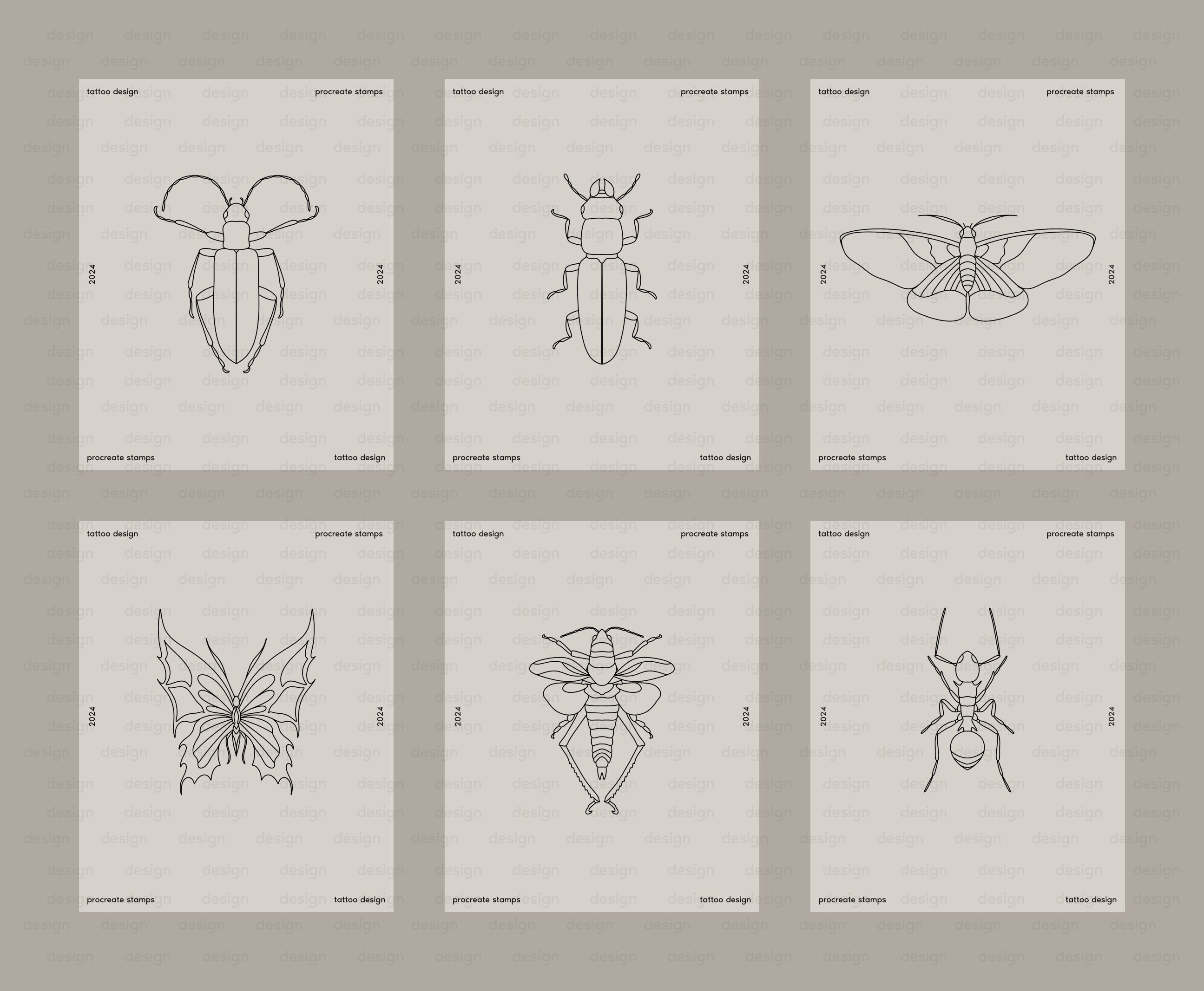 Procreate Brush Set | 40 Insect Stamp Brushes for Procreate, Linear Art ...