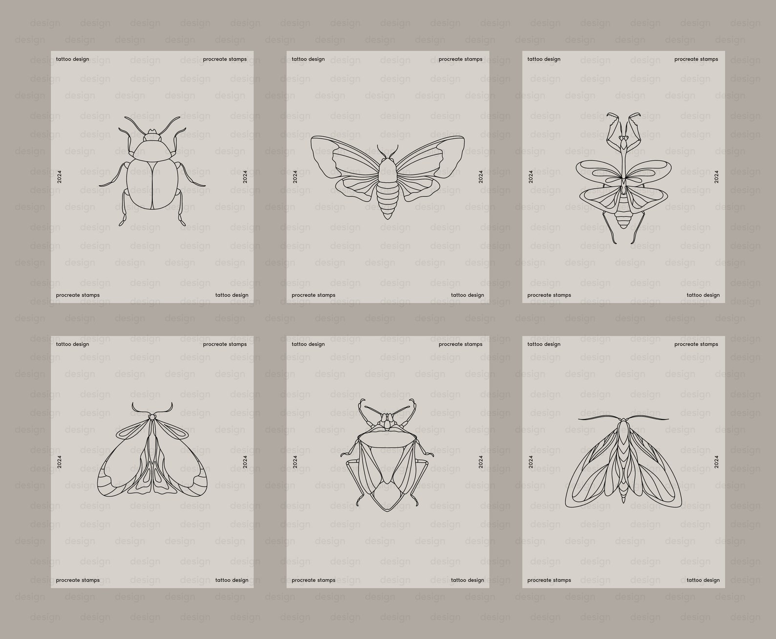 Procreate Brush Set | 40 Insect Stamp Brushes for Procreate, Linear Art ...