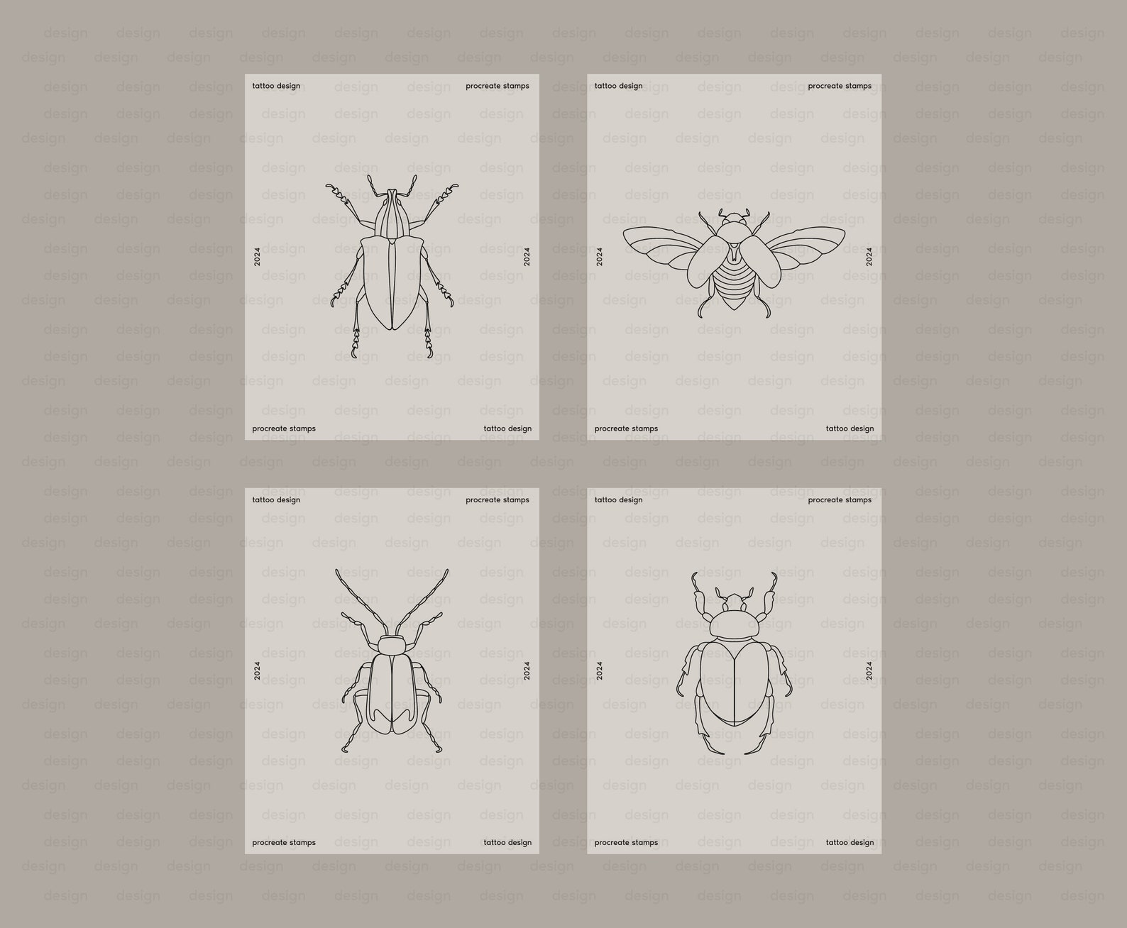 Procreate Brush Set | 40 Insect Stamp Brushes for Procreate, Linear Art ...