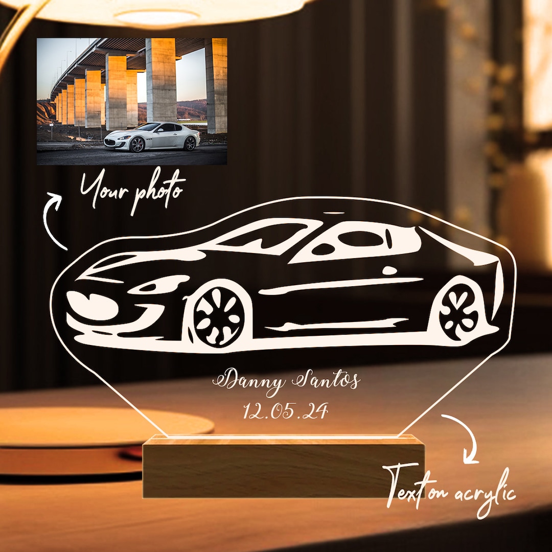 Custom 3D Car Sketch Night Light, Personalised Car Light, Acrylic LED ...