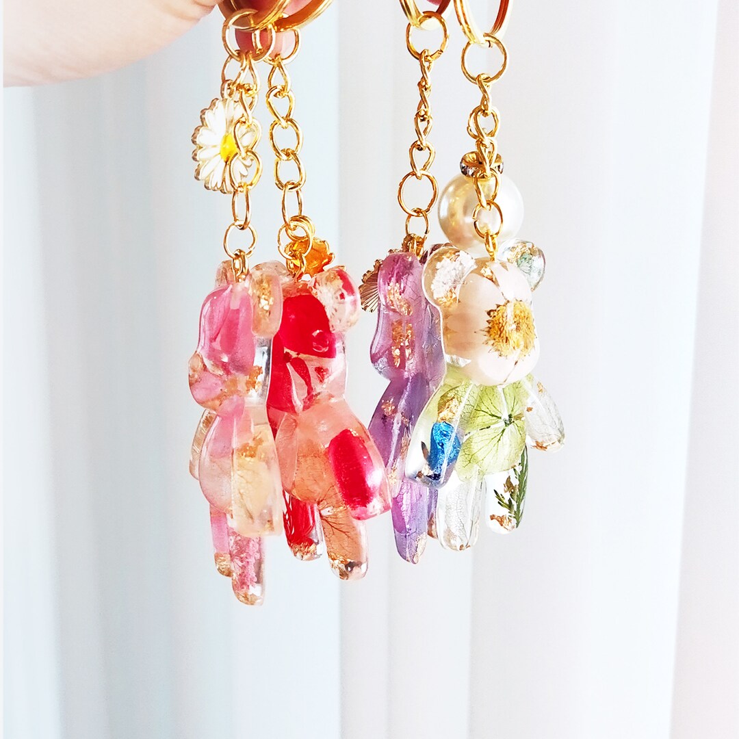 Custom Resin Teddy Bear Keyring, Bear Keychain, Gifts for Her, Resin ...
