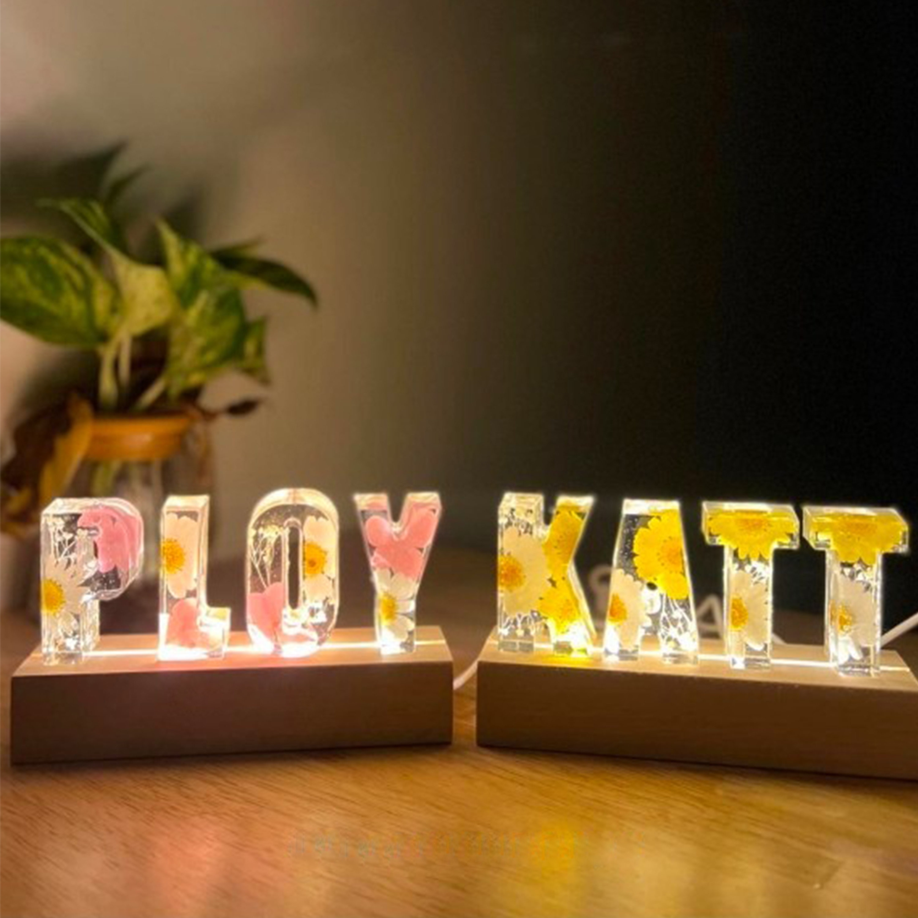 Resin Letter Night Lights, Personalized Letter Lamp, Custom Name Lamp ...