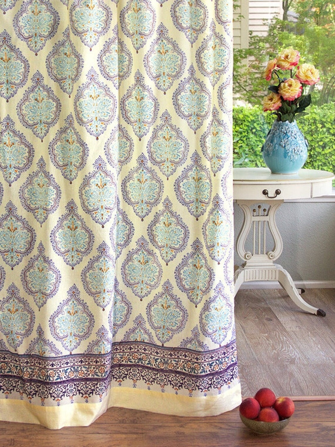 Indian Block Printed Curtains - Long Sheer Curtains - Mid Century ...