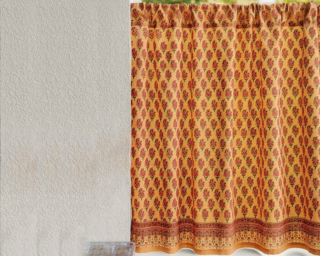 Sari Curtains, Indian Kitchen Curtain, Moroccan Curtains, Orange Block ...