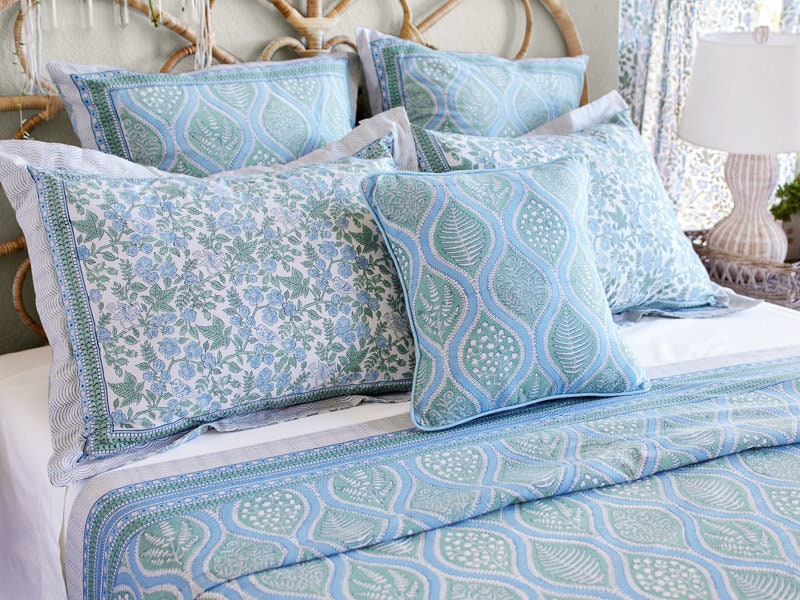 Botanical Euro Sham Cover, Indian Block Print Cover, Pillow Case ...