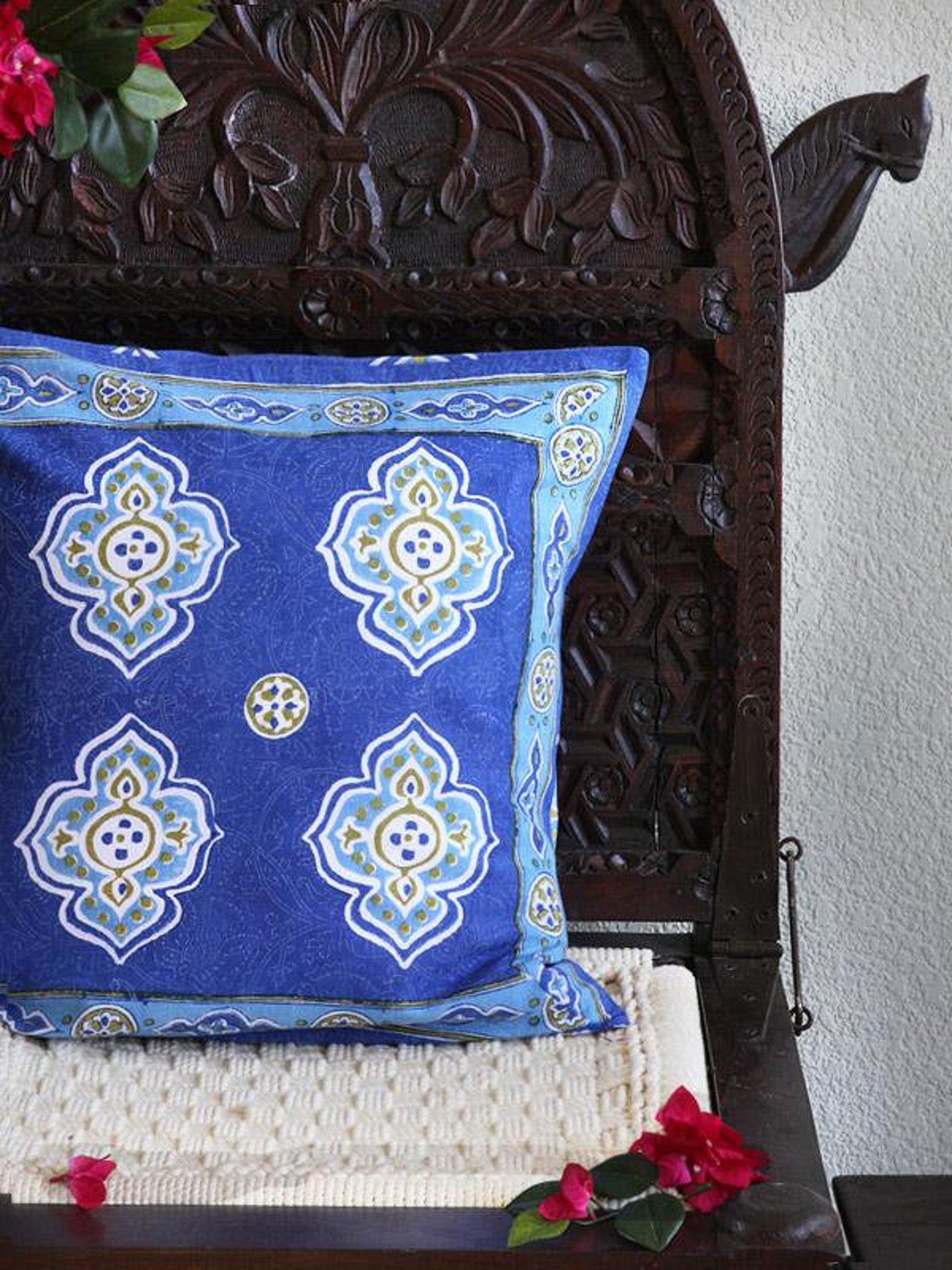 Casablanca Blues Moroccan Themed Throw Cushion Cover With - Etsy