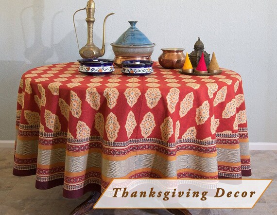 Spice Route Moroccan Tablecloth Round Tablecloth | Etsy