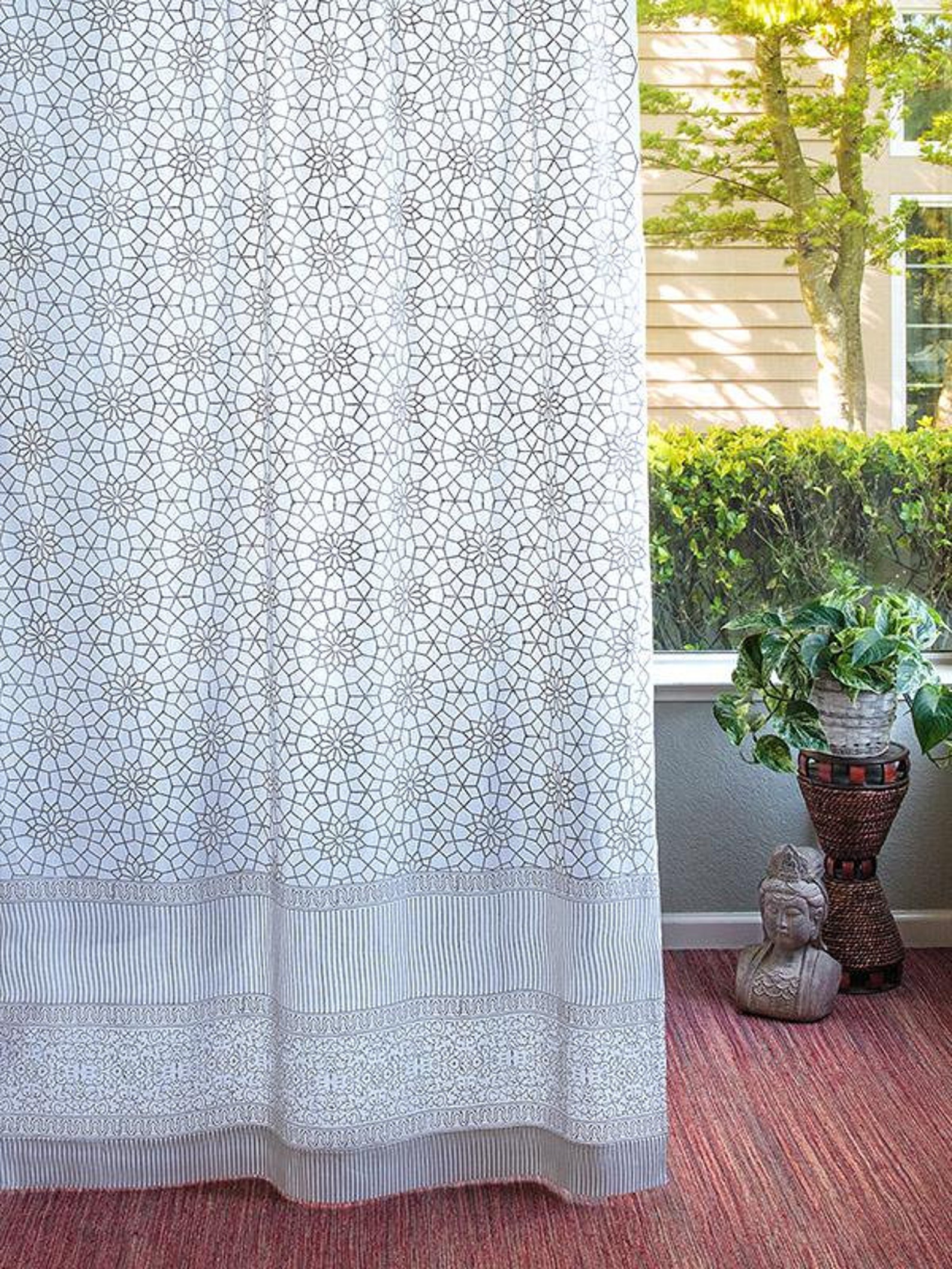 Indian Hand Block Curtains, White Cotton Curtains, Sheer Curtains ...