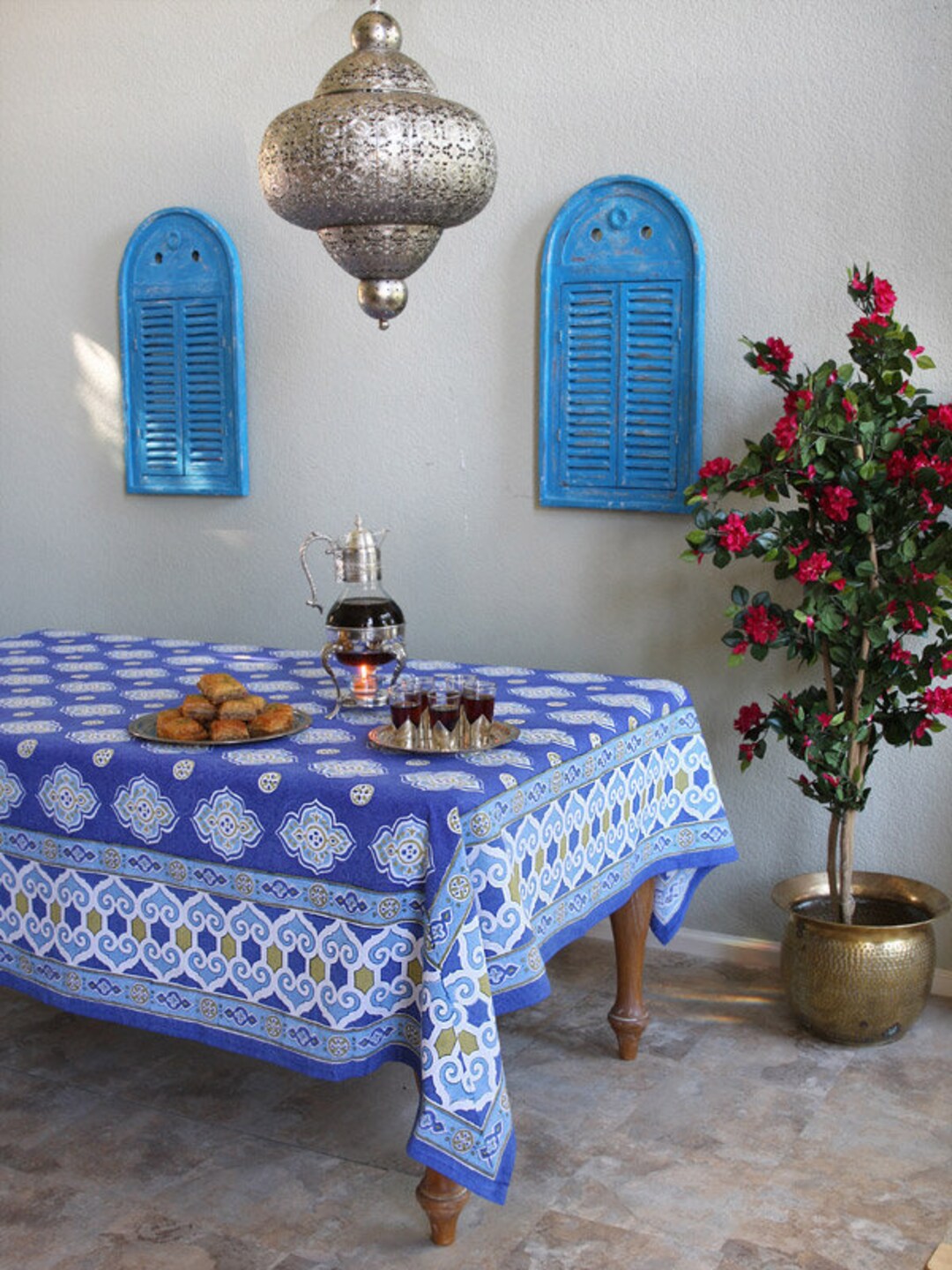 Moroccan Tablecloth, Ethnic Table Cover, Festive Table Linens, Indian ...