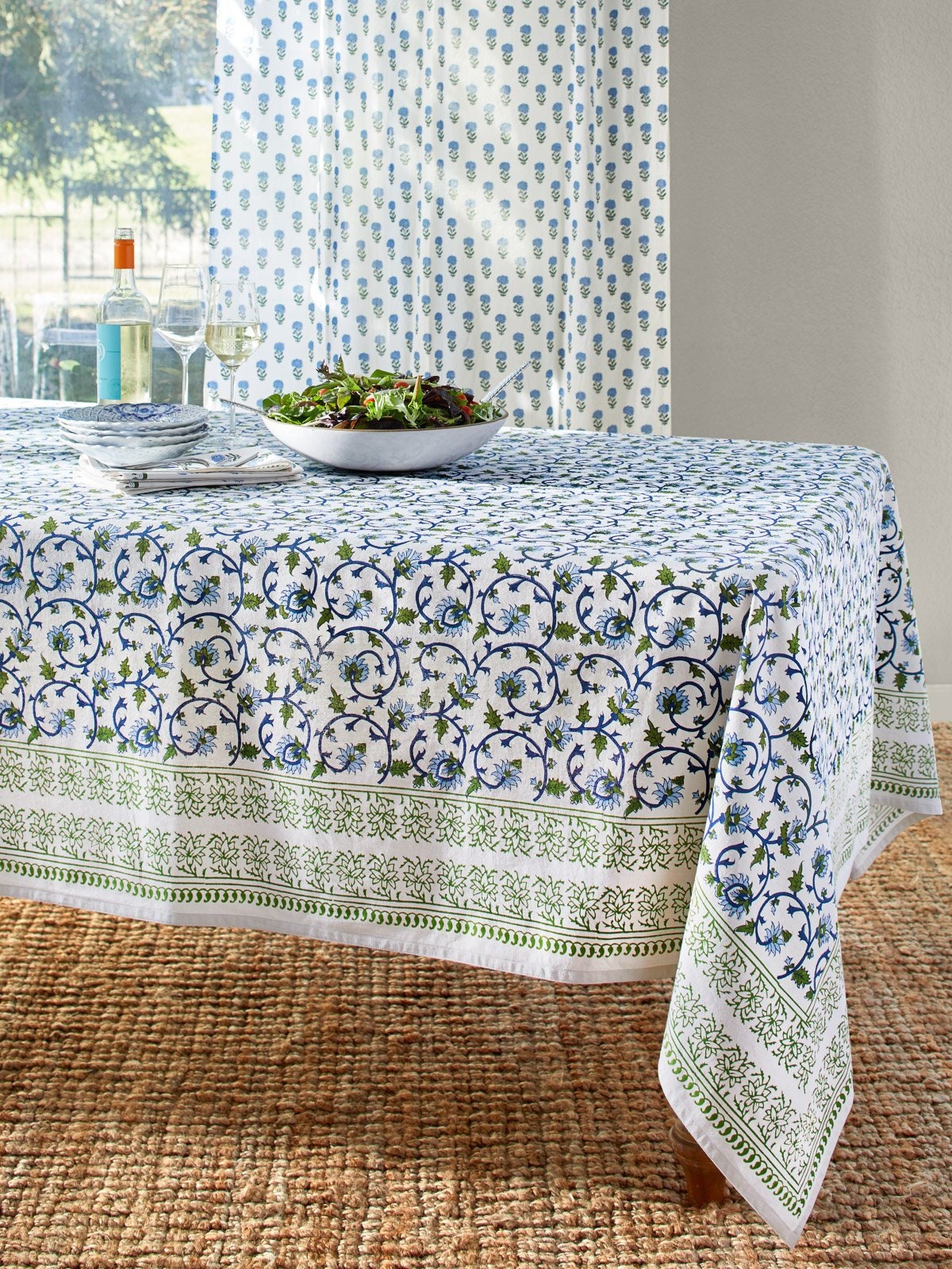 Indian Block Print Tablecloth, Rectangle Tablecloth, Garden Hosting ...