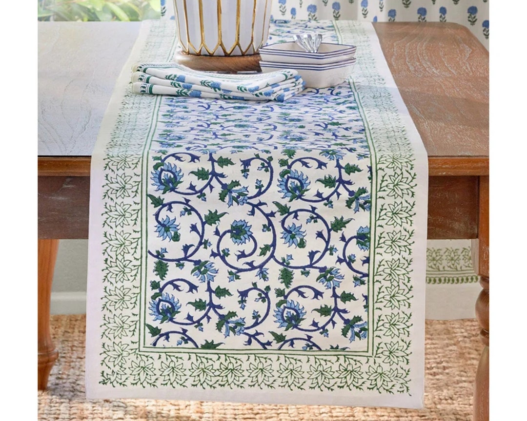 Indian Table Runner, Sunroom Table Runner, Elegant Table Runner, Floral ...