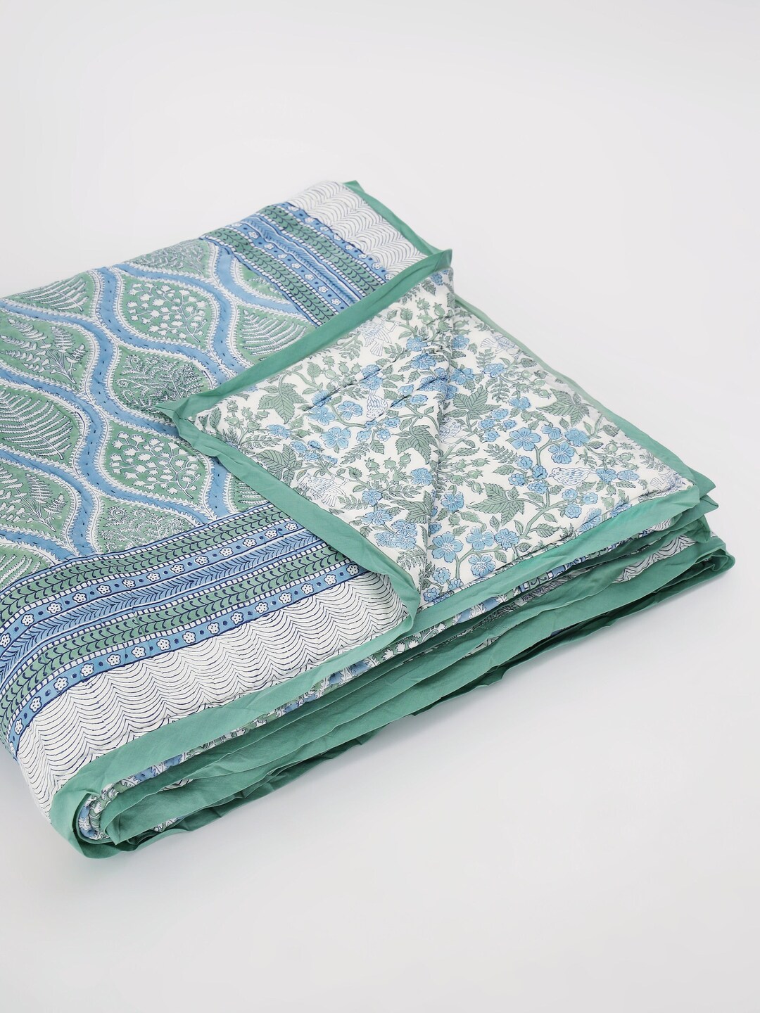 Woodland Quilt, Jaipuri Razai Quilt, Indian Quilting, Block Printed ...