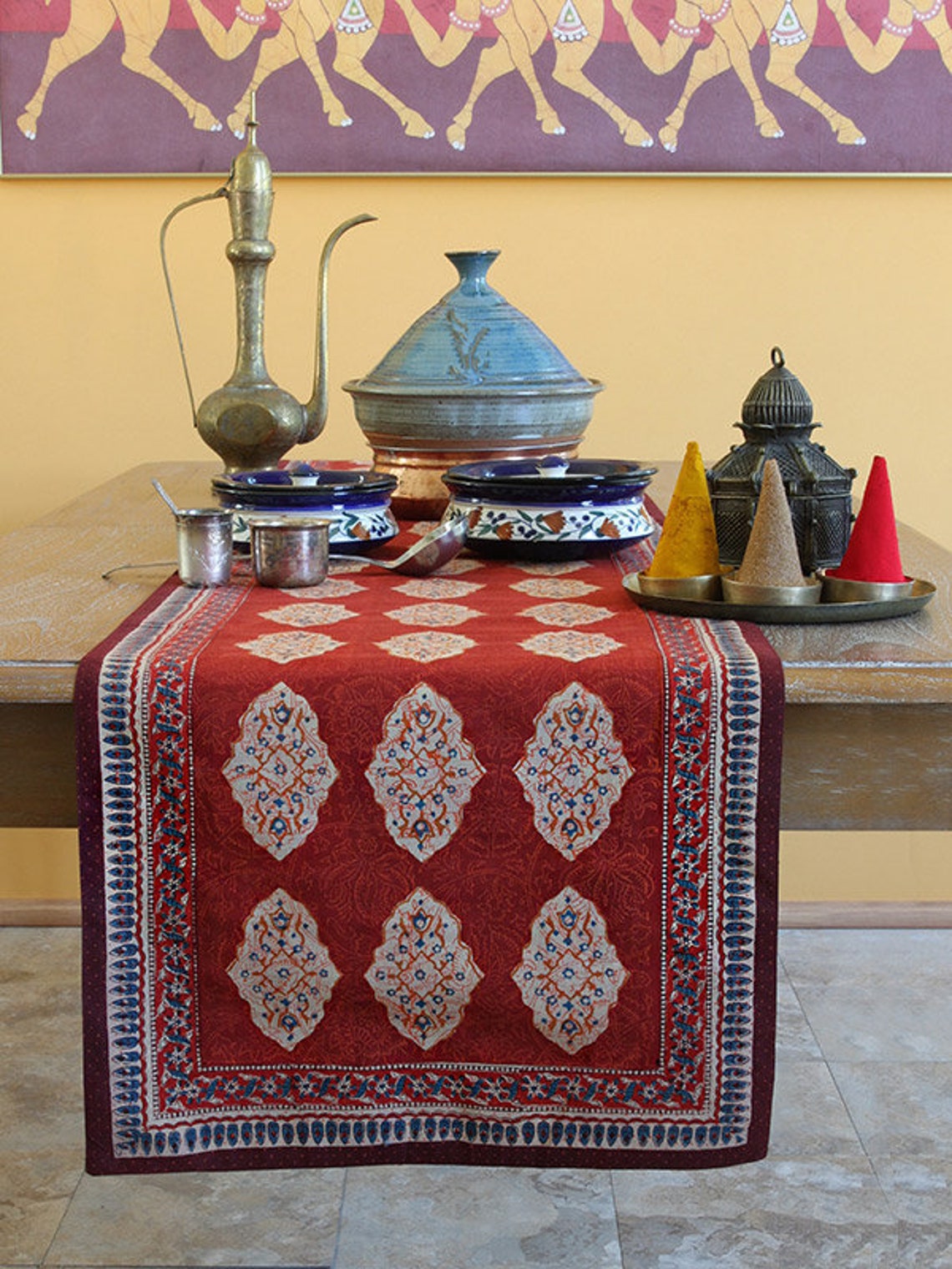 Spice Route Moroccan Table Runner Red Oriental Table - Etsy