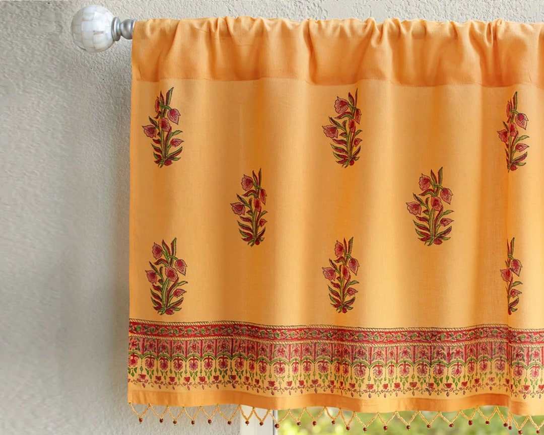 Beaded Curtains, Indian Valance, Yellow Cafe Curtains, Paisley Valance ...