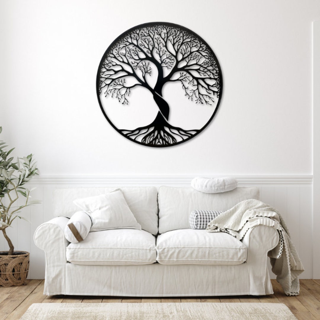 Metal Tree of Life Family Tree Wall Art, Family Tree With Roots Wall ...