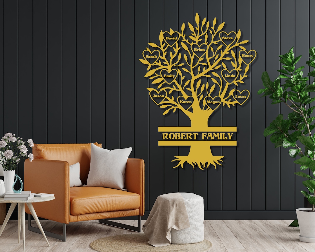 Family Tree With Heart Metal Wall Art, Personalized Mother's Day Gift ...