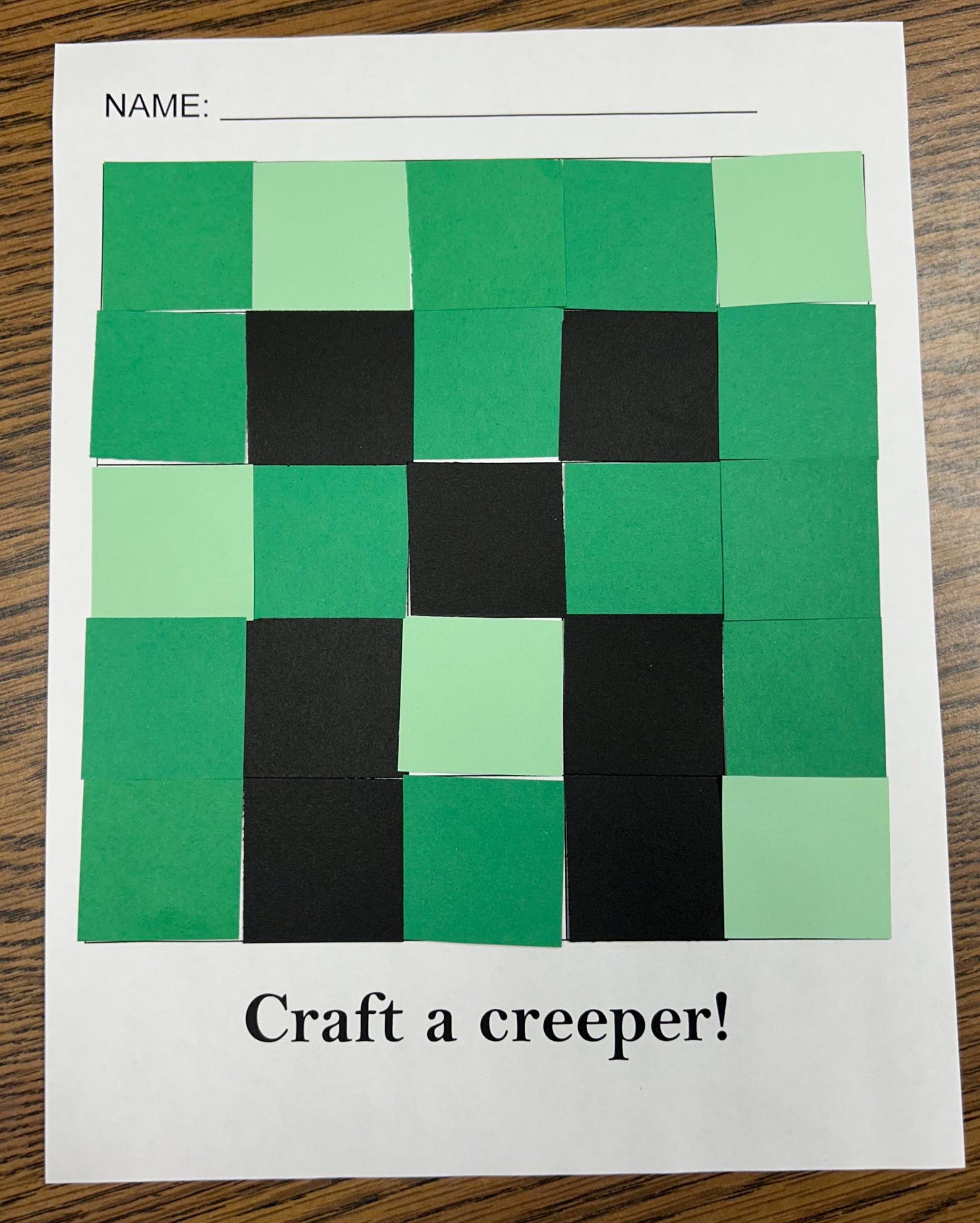 Creeper Craft- Mining- Pixels- Gamer- Papercraft- Party Activity ...