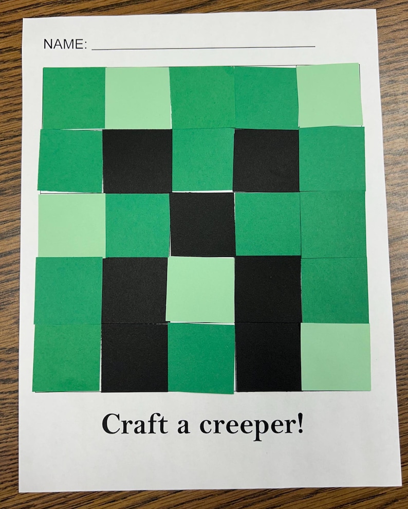Creeper Craft- Mining- Pixels- Gamer- Papercraft- Party Activity ...