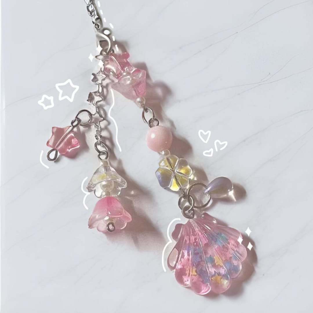 Cute Lily of the Valley Keychain - Seashell Keychain, Y2K Keychain ...