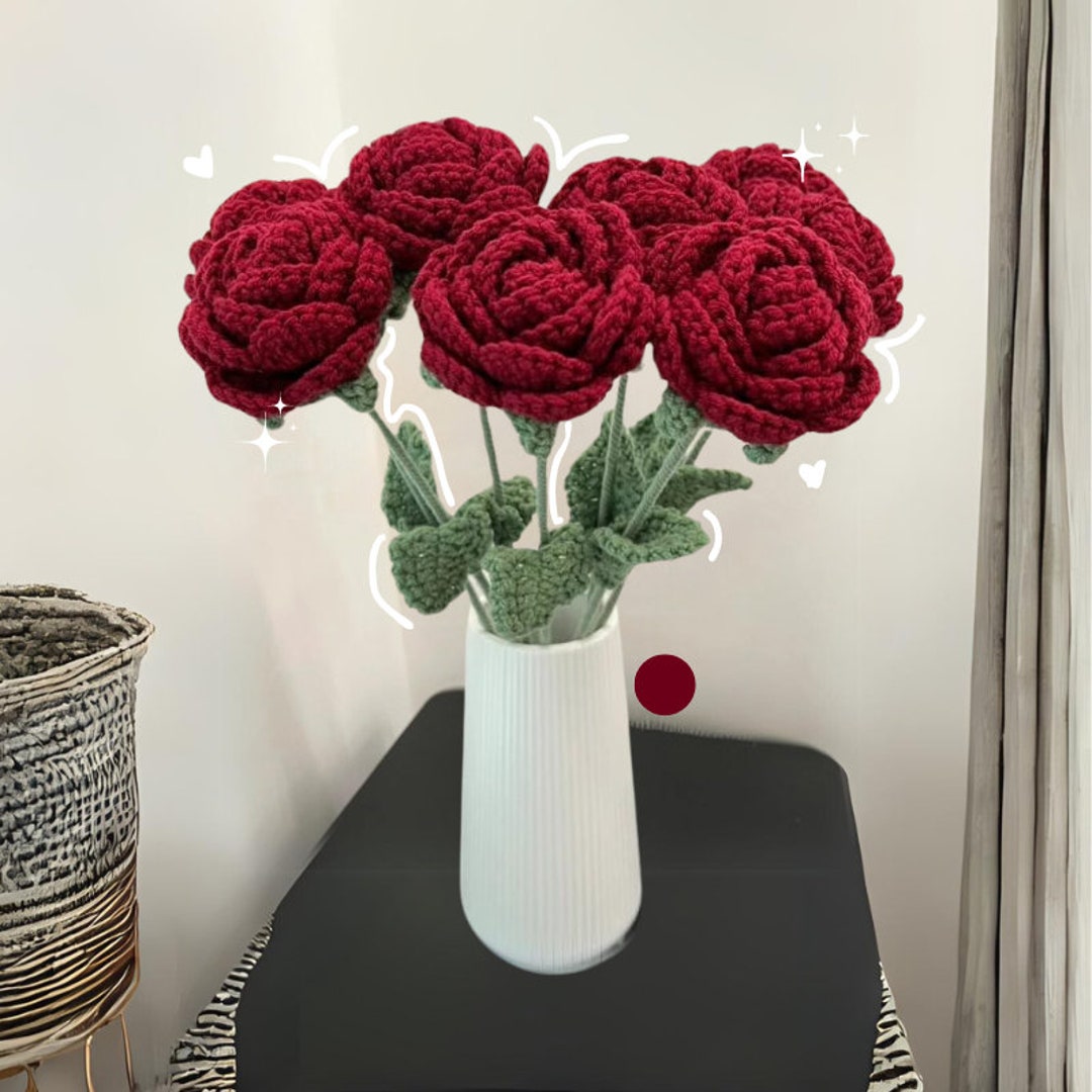 Finished Rose Crochet - Flower Bouquet, Rose, Crochet Flower Bouquet ...