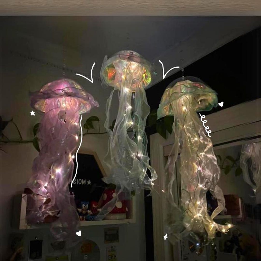 Aesthetic LED Jellyfish Lamp - Bedroom Night Lamp, Bedroom Night Light ...