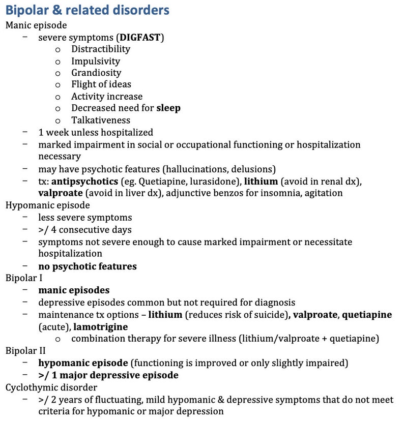 Comprehensive Psychiatry Notes for Step 1, Step 2, and Step 3; Ultimate ...