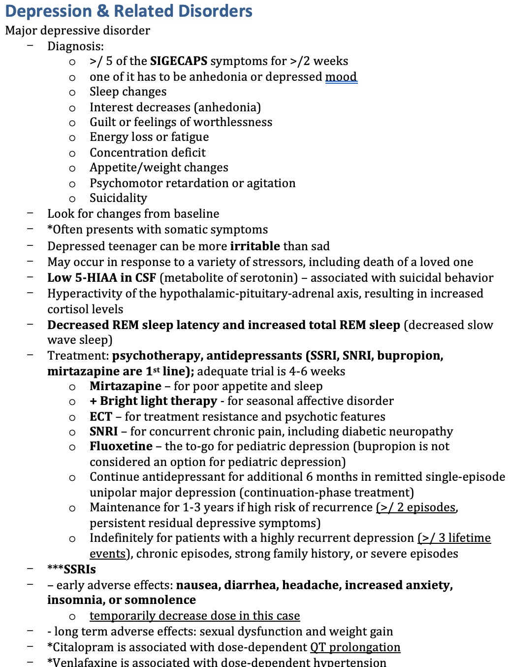 Comprehensive Psychiatry Notes for Step 1, Step 2, and Step 3; Ultimate ...
