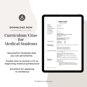 Resume, Curriculum Vitae Template for Medical Students, CV for Applying ...