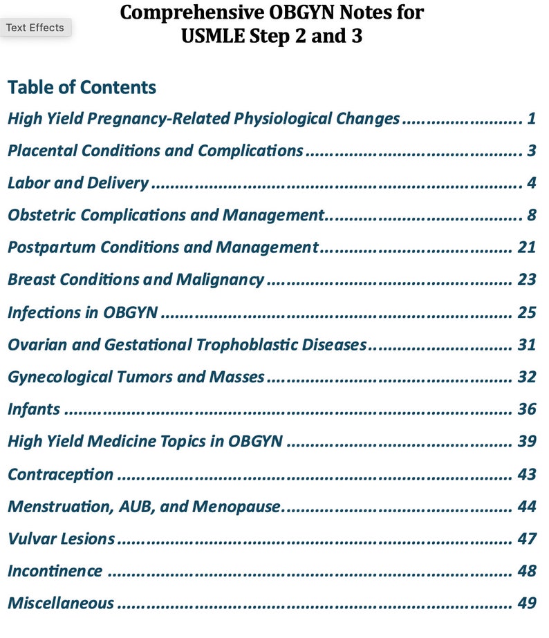 Comprehensive OBGYN Notes for USMLE Step 2CK and Step 3 Ultimate ...