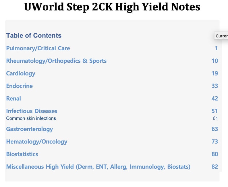 USMLE Step 2 CK High Yield Notes by Subject, Uworld Step 2 Notes 101 ...