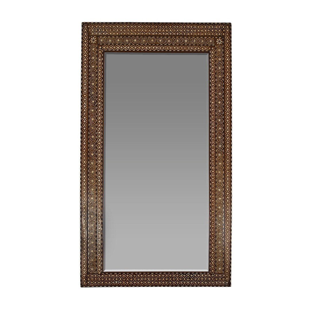 Bone Inlay Floor Mirror, Bone Inlay Mirror, White & Brown Mirror, Floor ...