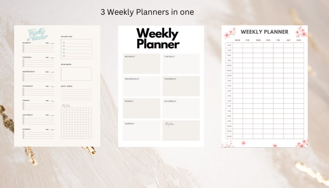 3 Weekly Planners in 1, Printable, Weekly Organizer - Etsy