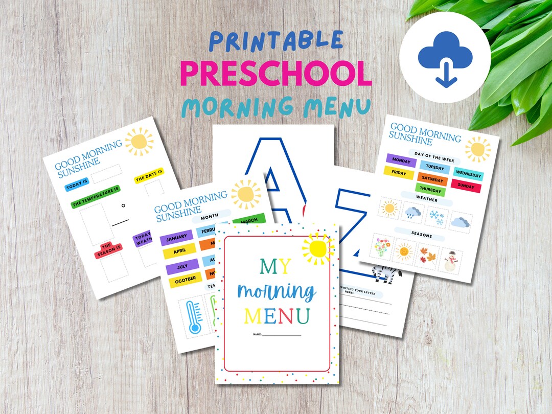 Preschool Morning Menu Printable, Home School Preschool Worksheets ...
