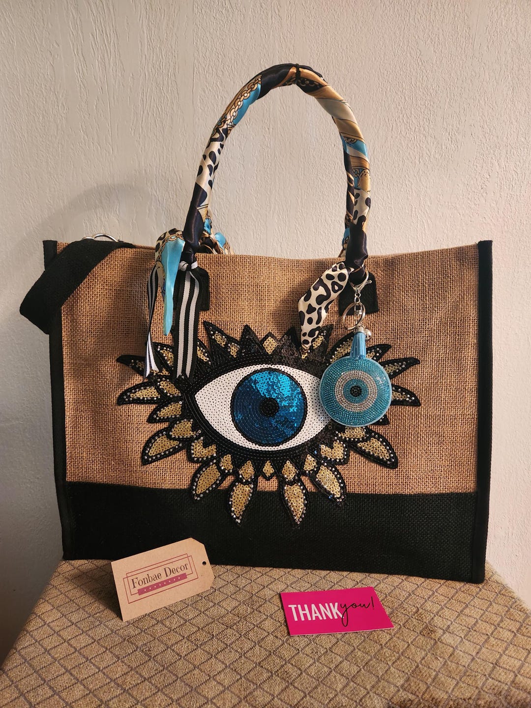 Evil Eye Tote Bag, Eye Handbag, Eye Tote Bag, Burlap Jute Bag, Shopping ...