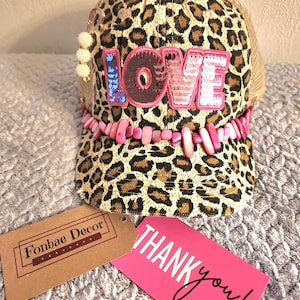 Leopard Print Love Trucker Cap, Valentine Cap, LOVE Hat, Lovers Cap ...