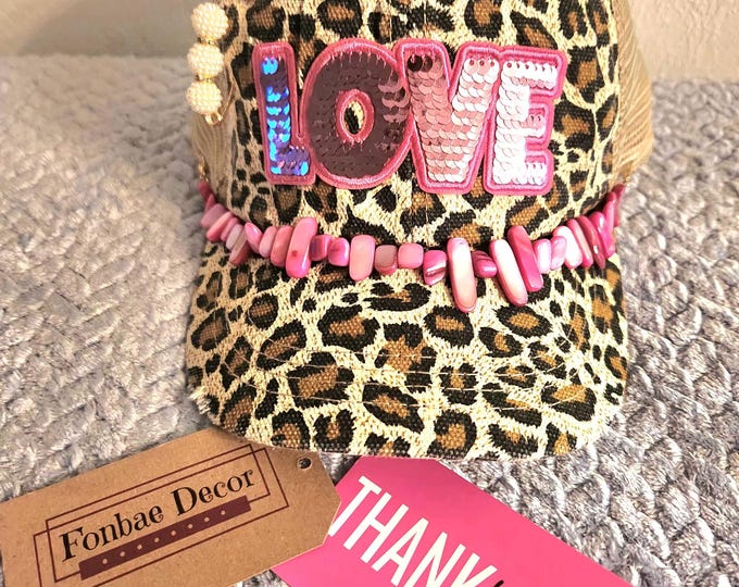 Leopard Print Love Trucker Cap, Valentine Cap, LOVE Hat, Lovers Cap ...