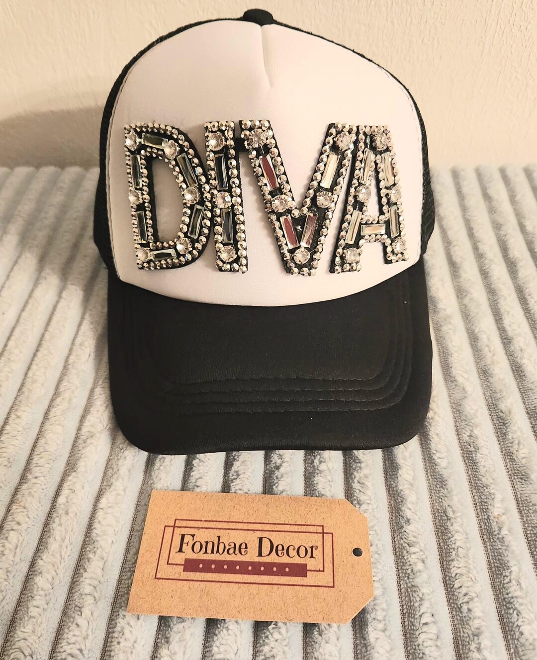 Rhinestone DIVA Trucker Cap, Rhinestone Hat, Diva Ladys Cap, Rhinestone Trucker Cap - Etsy