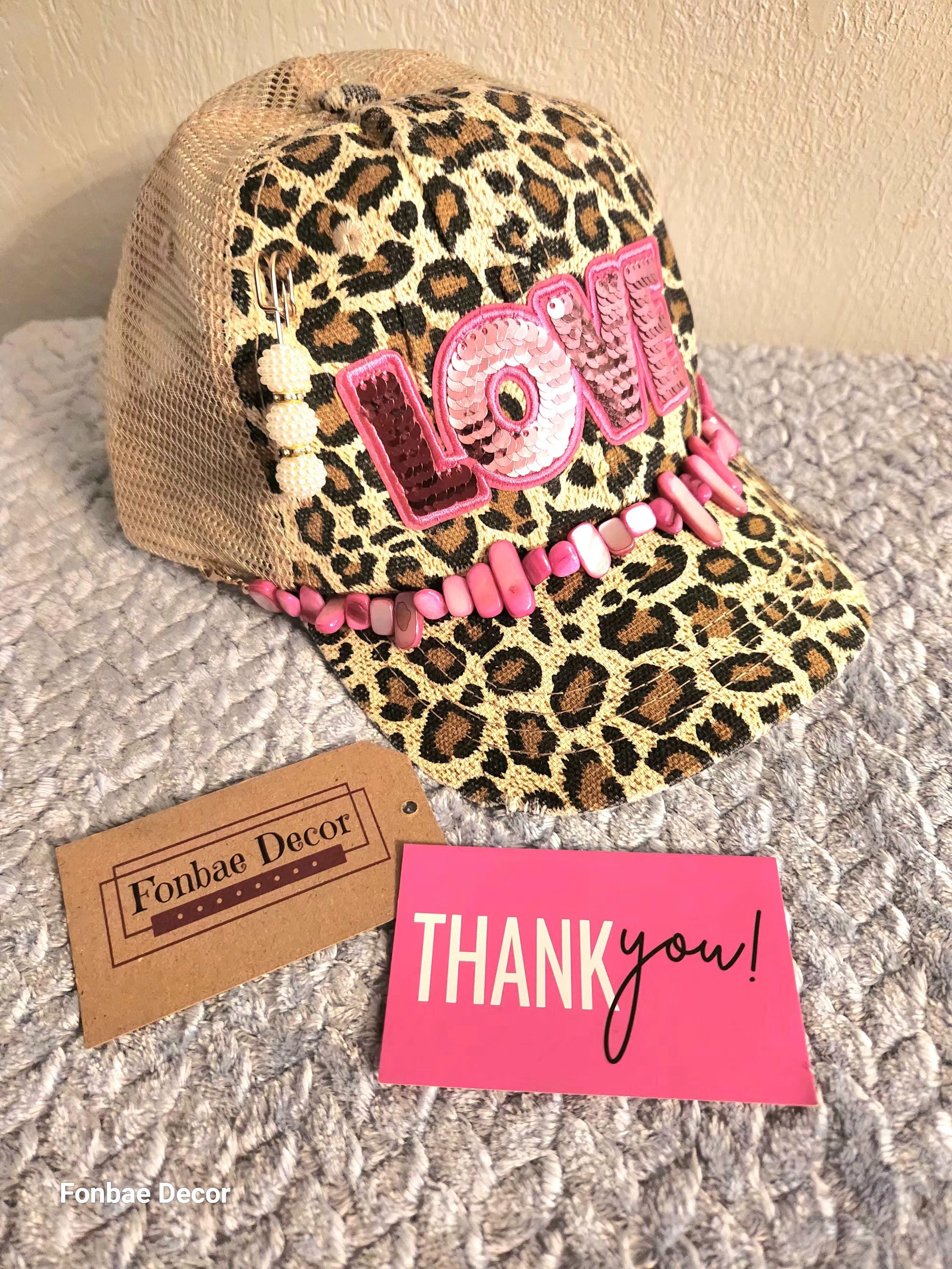 Leopard Print Love Trucker Cap, Valentine Cap, LOVE Hat, Lovers Cap ...