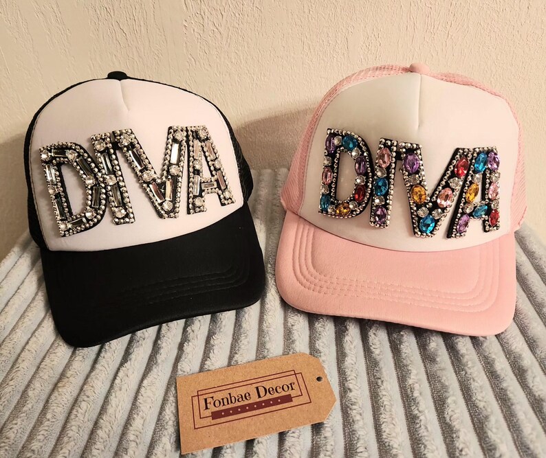 Pink Diva Rhinestone Trucker Cap, Women's Hat, Rhinestone Diva Hat - Etsy