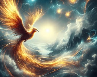 Phoenix Sticker, Ash Bird, Flame Bird, Fire Phoenix, Sun Bird, Rainbow ...