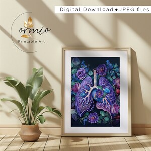Floral Anatomical Lungs, Pulmonologist Gift, Anatomy Art Print ...